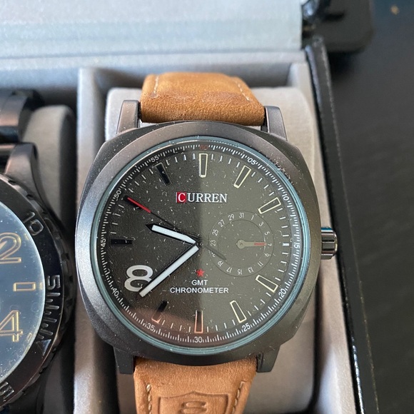 Accessories | Curran Black And Leather Sport Watch | Poshmark